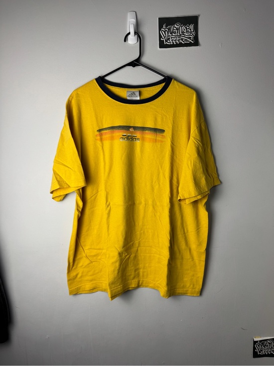 adidas | Shirts | Adidas Yellow Shortsleeve Graphic Ringer Tee With ...